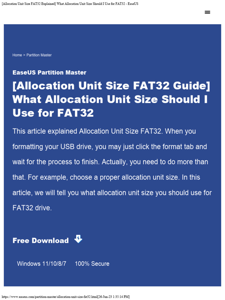 (Allocation Unit Size FAT32 Explained) What Allocation Unit Size Should ...