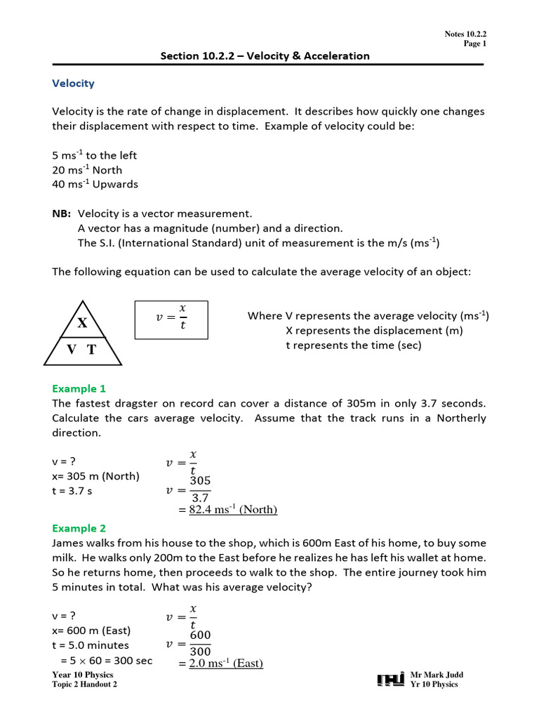 Velocity | PDF | Velocity | Acceleration