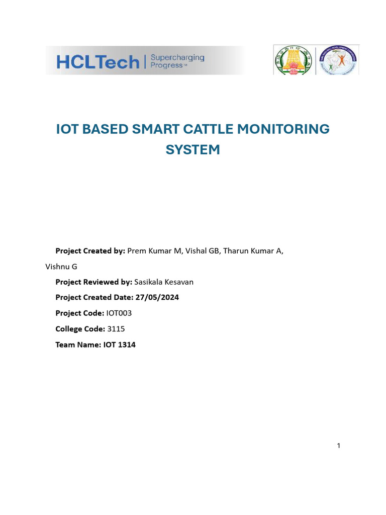 Iot Based Smart Cattle Monitoring Project | PDF | Usability | Internet ...