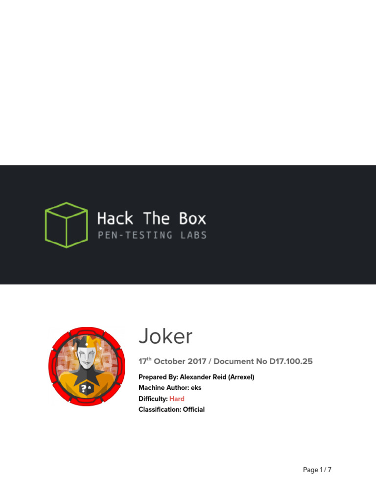 20-Joker HTB Official Writeup Tamarisk | PDF | Proxy Server | Command Line Interface