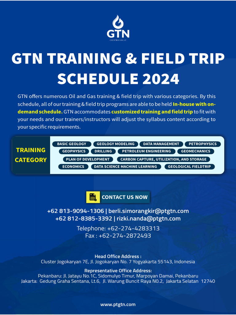 2024 Oil and Gas Training Schedule | PDF | Petroleum Reservoir | Hydrocarbon Exploration