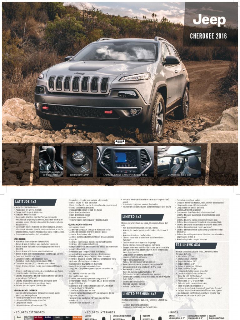 Ficha Técnica Jeep Cherokee 2016 | PDF | todoterreno | Vehículos