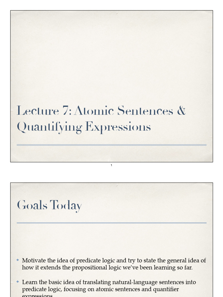 Lec 07 | PDF | Logic | First Order Logic