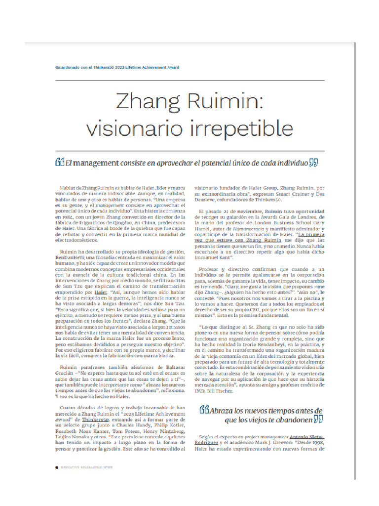 LECTURA -Zhan Ruimin-Visionario Irrepetible | PDF