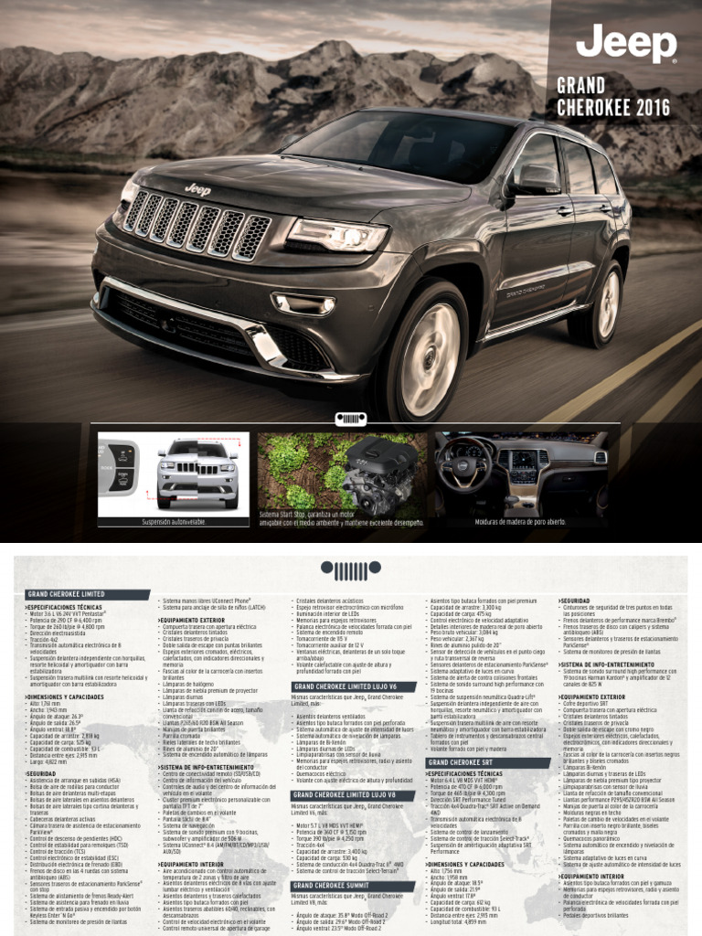 2016 - Ficha Técnica - Jeep Grand Cherokee | PDF | Vehículo de motor ...