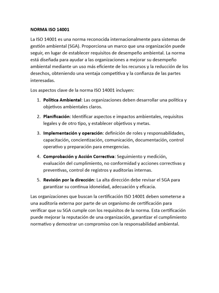 Norma Iso 14001 | PDF | Sustentabilidad | Entorno natural