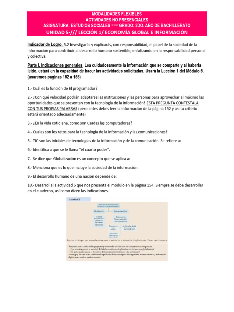 01-Guia Actividades LECCION 1 - MODULO 5 - 2do Año | PDF | Tecnología de información y ...