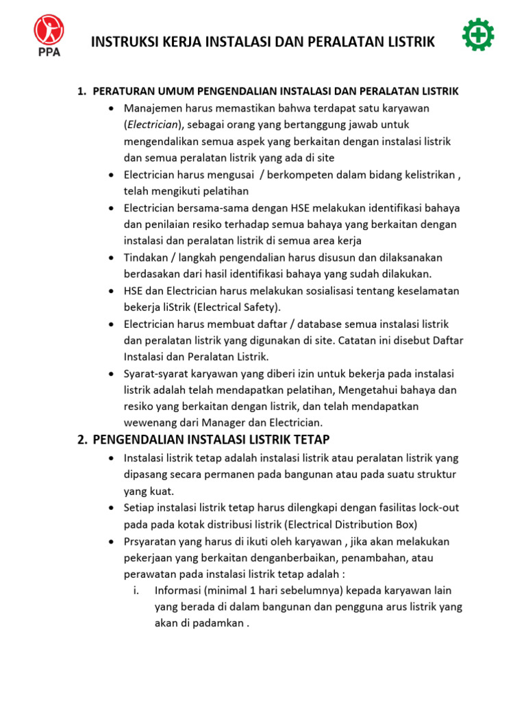 Ik Pengendalian Instalasi Dan Peralatan Listrik | PDF | Griya & Taman ...