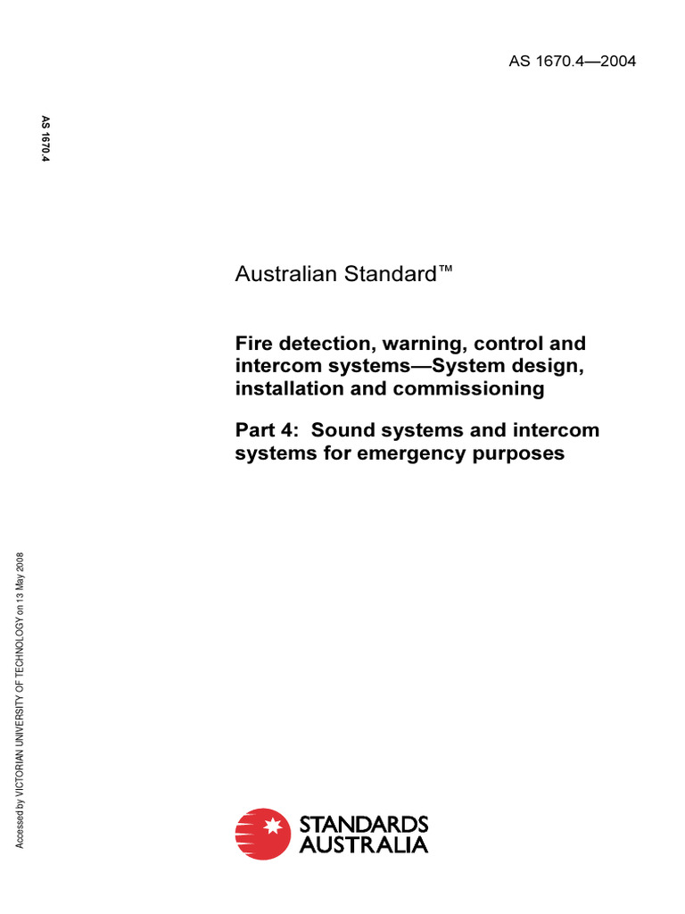 AS1670.4-2004 - FAS - Pt. 4 - Sound & Intercom | PDF | Electrical ...