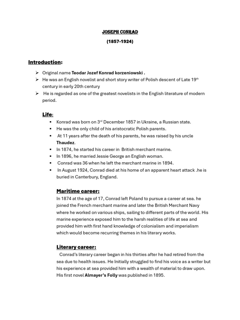 Joseph Conrad | PDF | Joseph Conrad