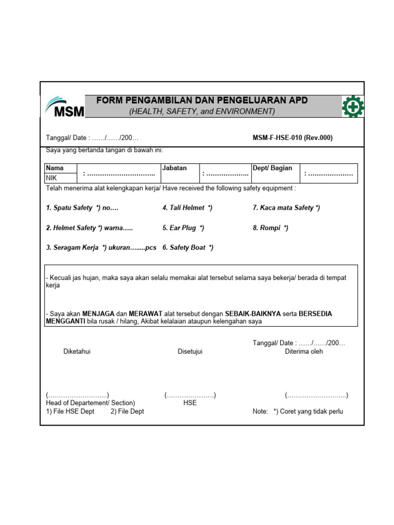 Pengambilan & Pengeluaran APD MSM | PDF | Sains & Matematika