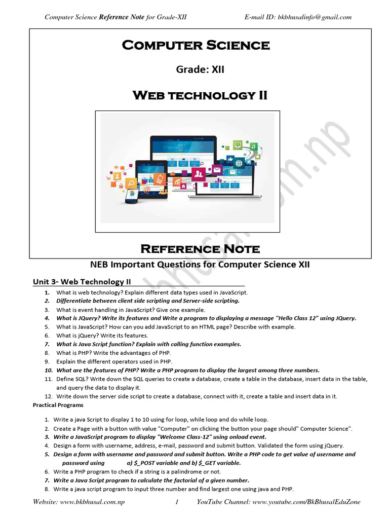UNIT 3 Web Technology II | PDF | Dynamic Web Page | World Wide Web UNIT 3 Web Technology II | PDF | Dynamic Web Page | World Wide Web
