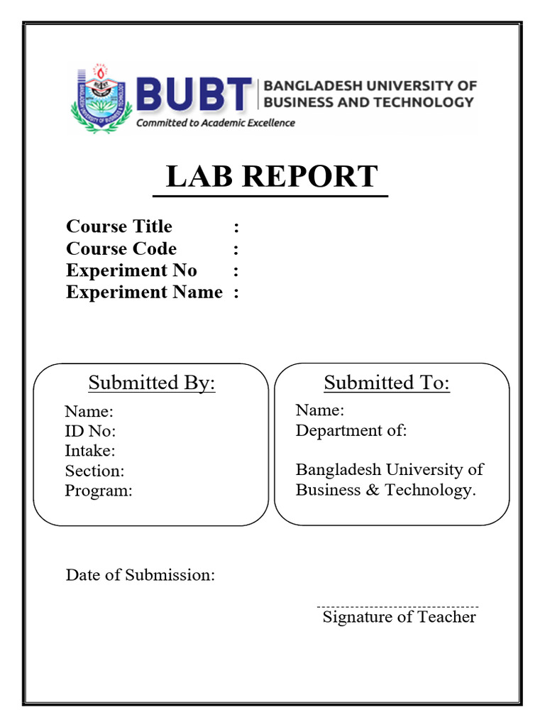 Bubt Lab Report Cover Page | PDF