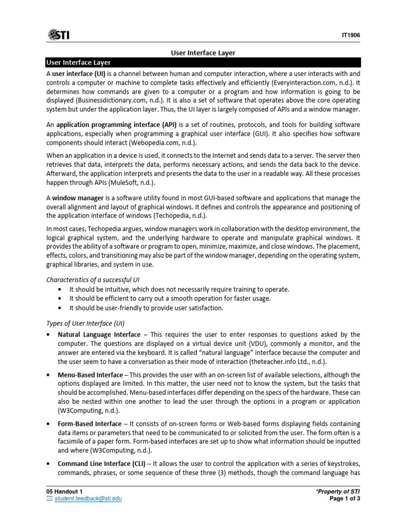 05 Handout 1 | PDF | Graphical User Interfaces | User Interface