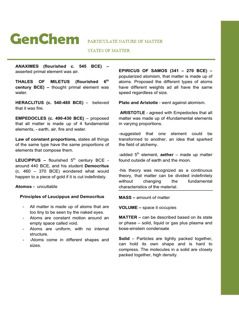 Genchem Notes | PDF | Atomic Nucleus | Electron