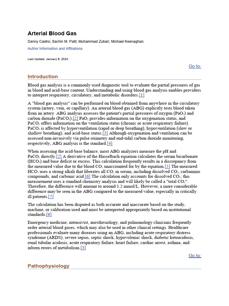 Arterial Blood Gas | PDF | Medical Specialties | Physiology