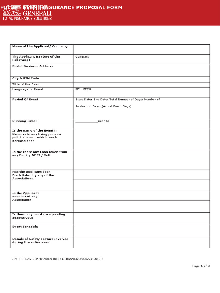 Future Generali Proposal Form | PDF | Insurance | Tax Refund