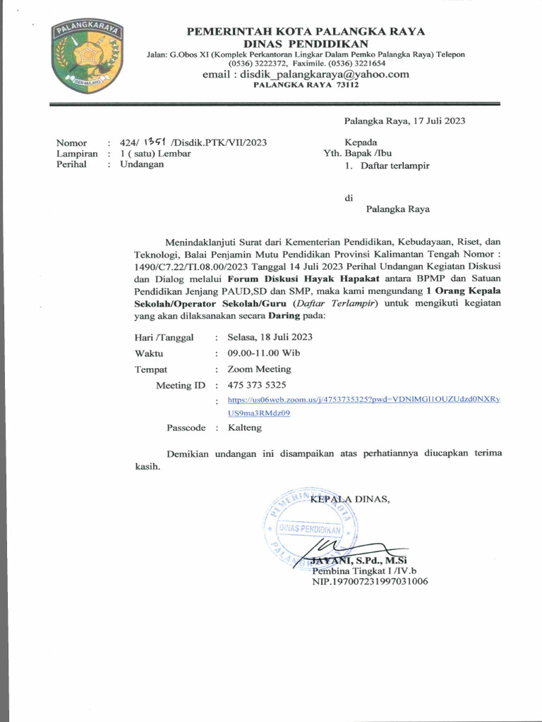 Surat Undangan Forum Diskusi 2023 | PDF