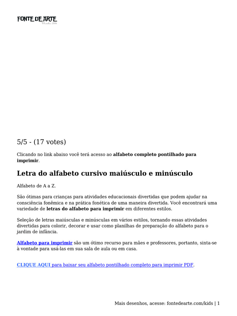 Alfabeto Pontilhado para Imprimir PDF | PDF