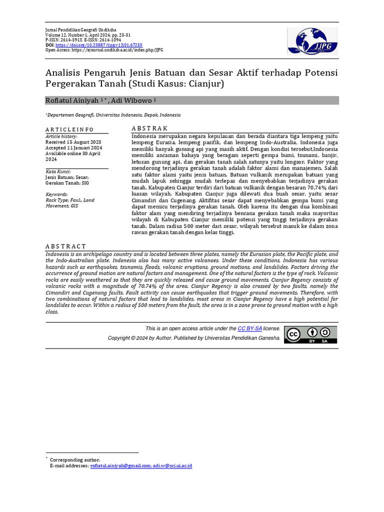 67230-Rofiatul Ainiyah-Analisis Pengaruh Jenis Batuan Dan Sesar Aktif ...