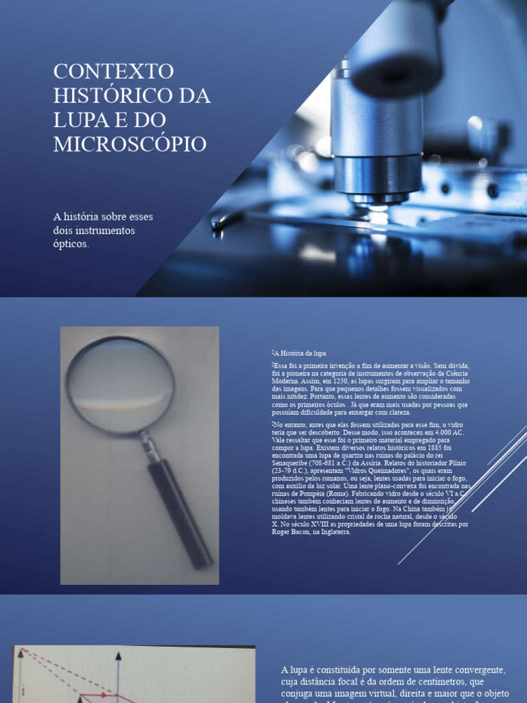 Contexto Histórico Da Lupa e Do Microscópio | PDF | Microscópio