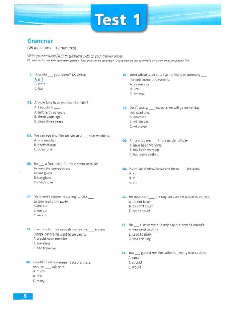 Grammar and Vocabulary APTIS | PDF