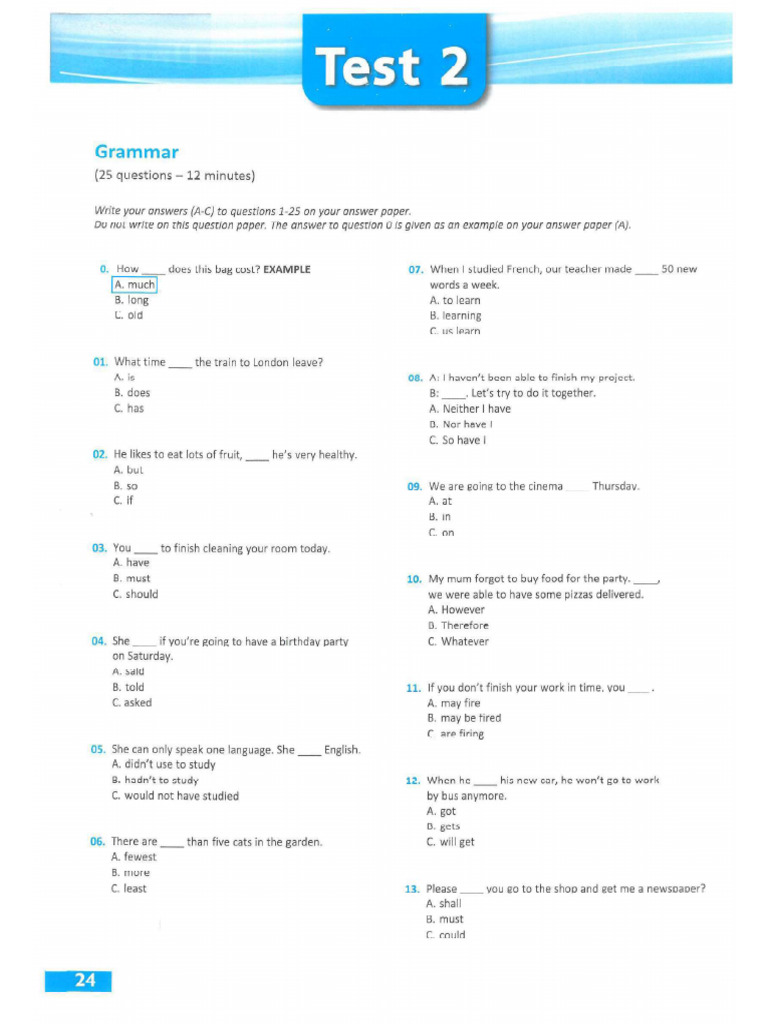 Grammar and Vocabulary APTIS 2 | PDF
