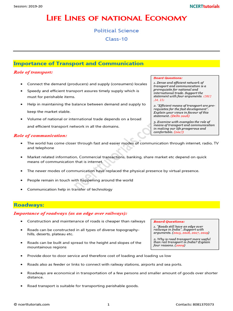 Lifelines of National Economy | PDF | Rail Transport | Tourism