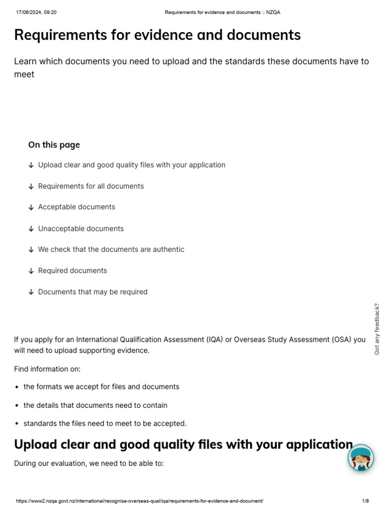 Requirements For Evidence and Documents - NZQA | PDF | Academic Degree ...