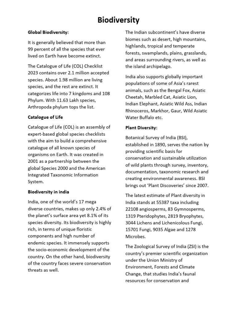 Biodiversity Pdf Extinction Biodiversity