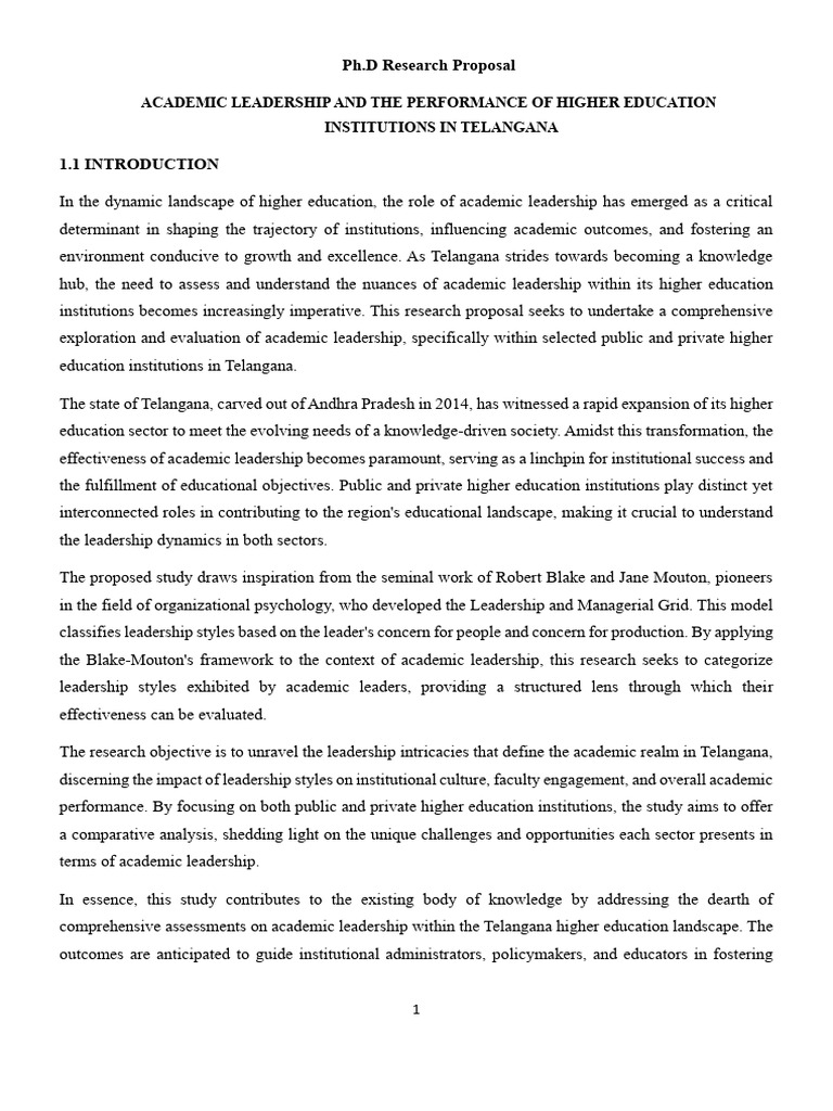 Research Proposal Ramya Sri G | PDF | Leadership | Transformational Leadership