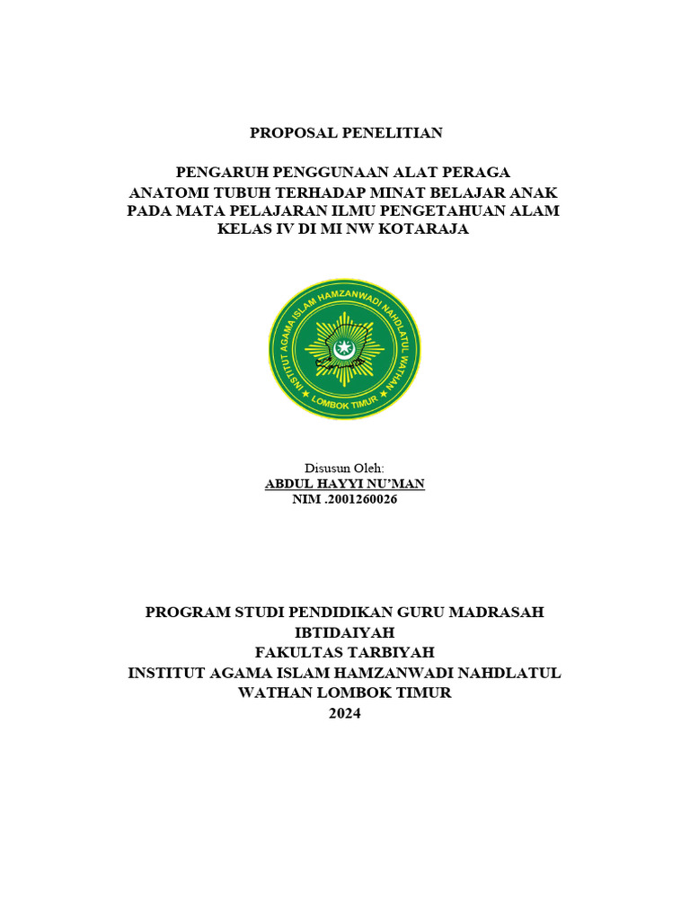 Proposal - Hayyi - Bab - 1 - New REVISI | PDF | Karier & Perkembangan ...