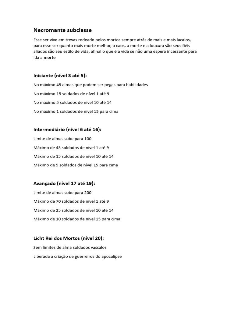 Subclasse Necromante: Poderes e Regras | PDF | Necromancia | Espada