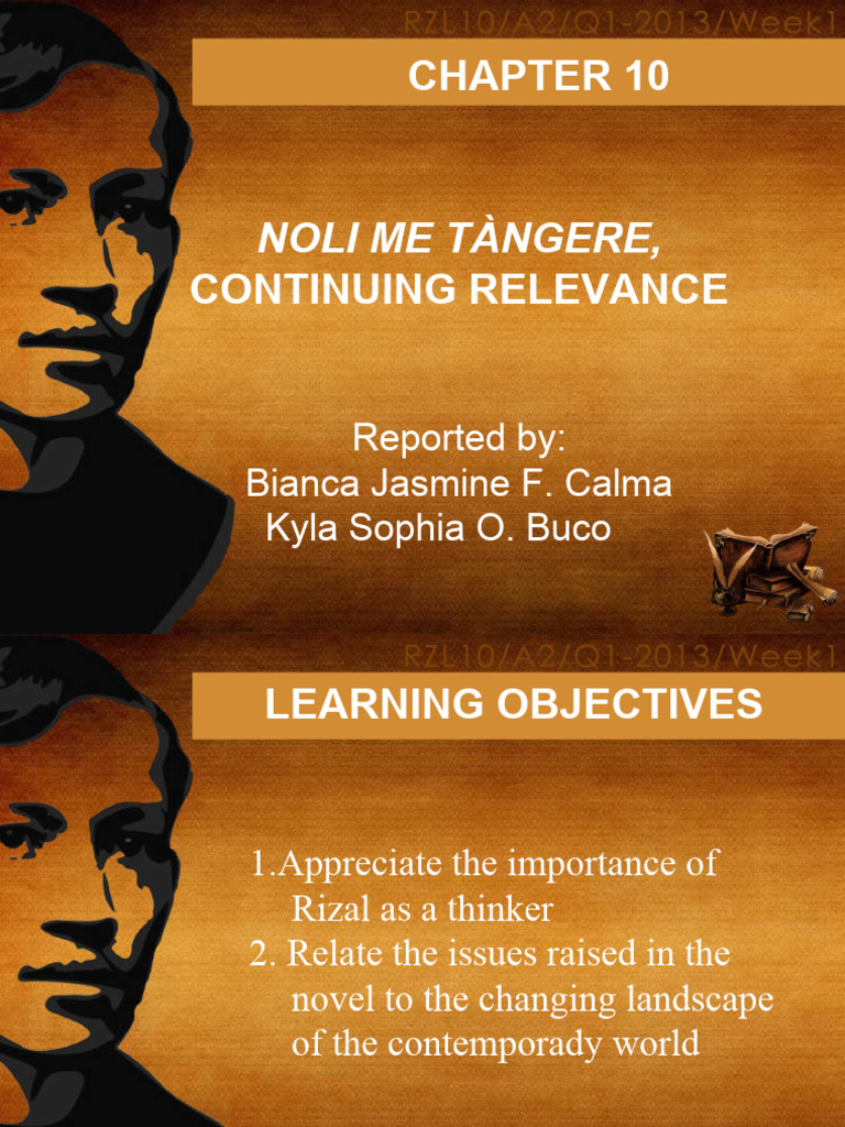 Module 8 CHAPTER 10 Noli Me Tangere Continuing Relevance 1 | PDF ...