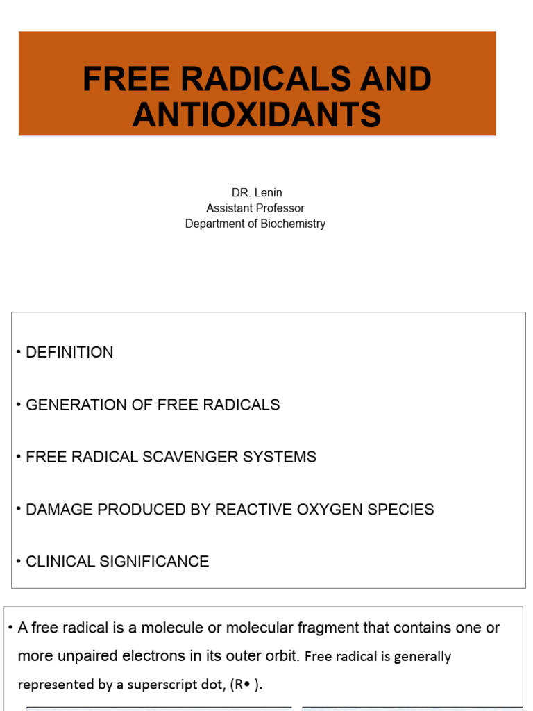 Free Radicals and Antioxidants | PDF