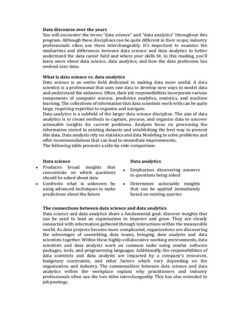 Data Discourse Over The Years | PDF | Data Science | Analytics