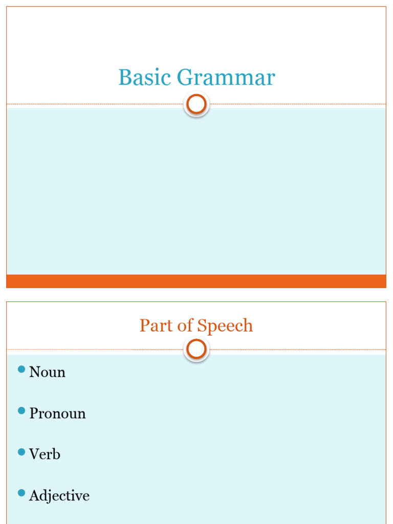 Basic Grammar | PDF | Verb | Part Of Speech