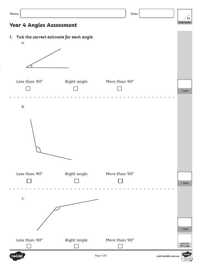 Angles-5 Types - Mini Test - With Answer | PDF