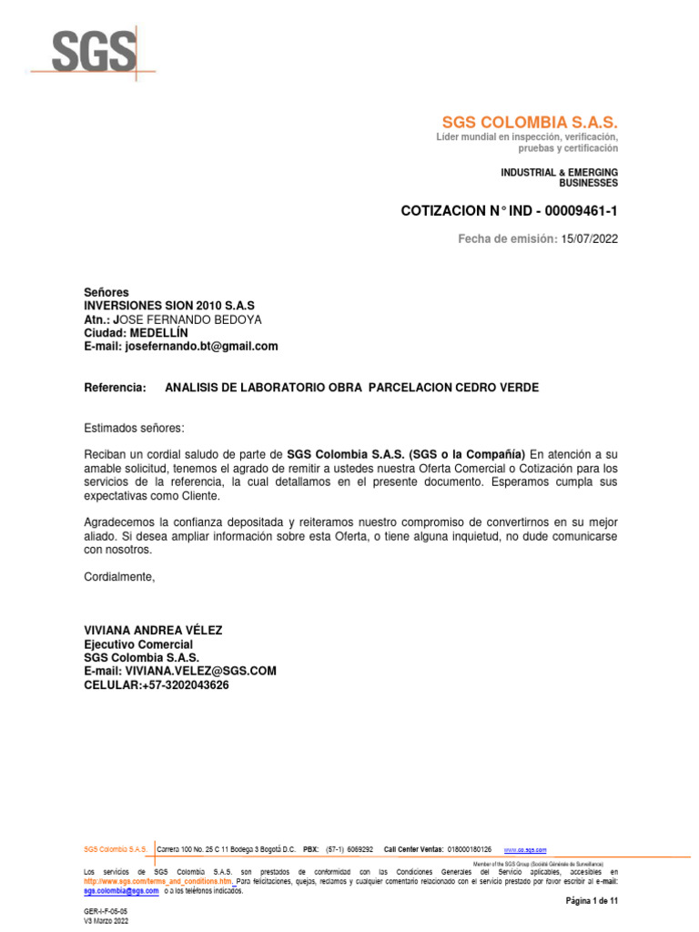 COTIZACION N°9461-1-2022 | PDF | Hormigón | Mortero (Albañilería)