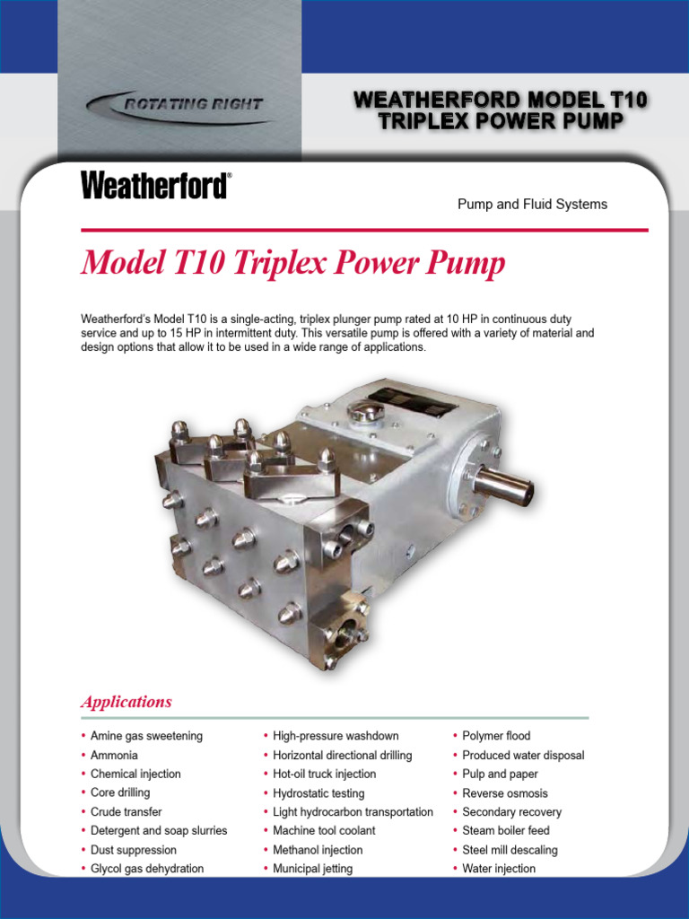RR Weatherford 4975 Model T10 Brochure | PDF | Pump | Mechanical ...
