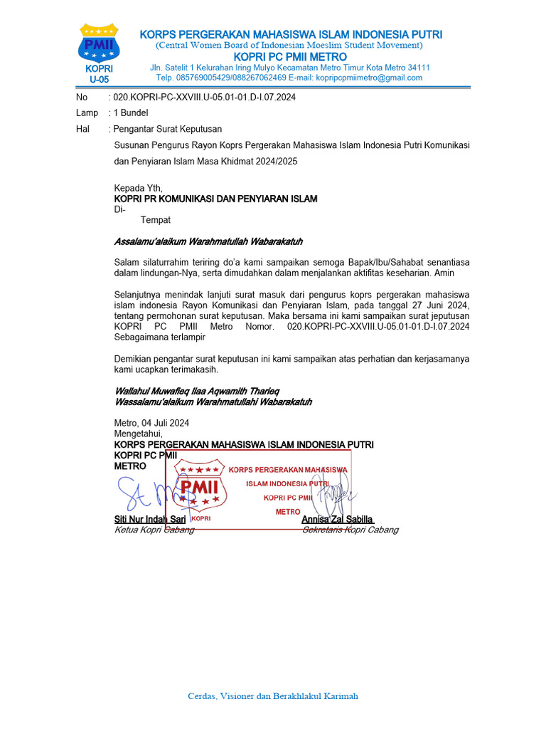 Susunan Pengurus KOPRI 2024/2025 | PDF