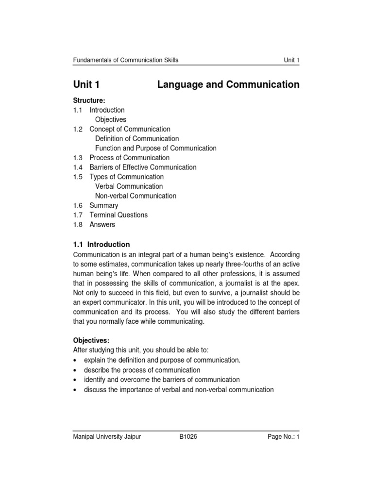 Communication Skills Fundamentals Guide | PDF | Nonverbal Communication ...