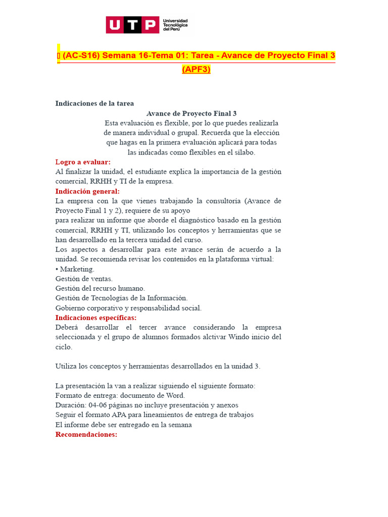 ? (AC-S16) Semana 16-Tema 01 Tarea - Avance de Proyecto Final 3 (APF3 ... ? (AC-S16) Semana 16-Tema 01 Tarea - Avance de Proyecto Final 3 (APF3 ...