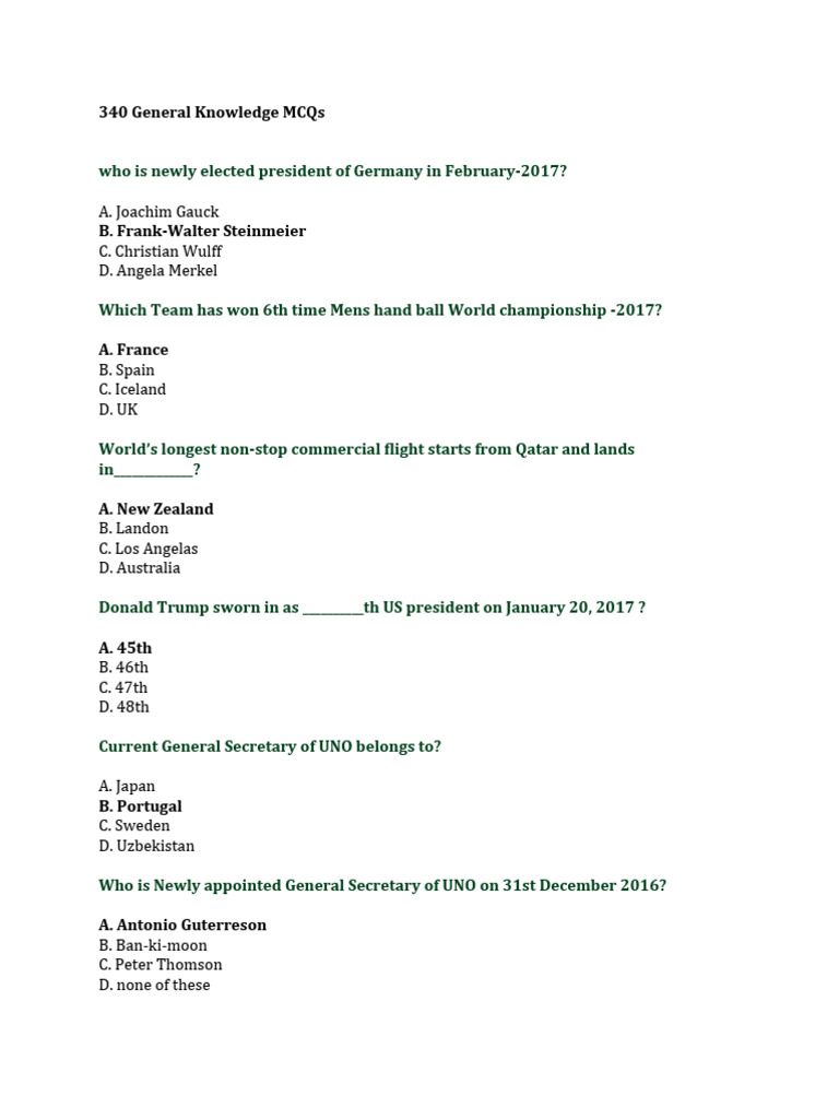 3 General Knowledge Mcqs | PDF | Asia | Organisation Of Islamic Cooperation