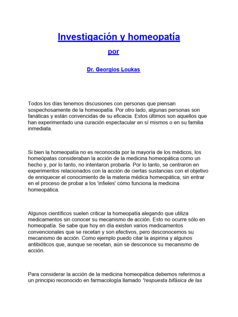 Investigación y Homeopatía | PDF | Homeopatía | Medicamentos con receta