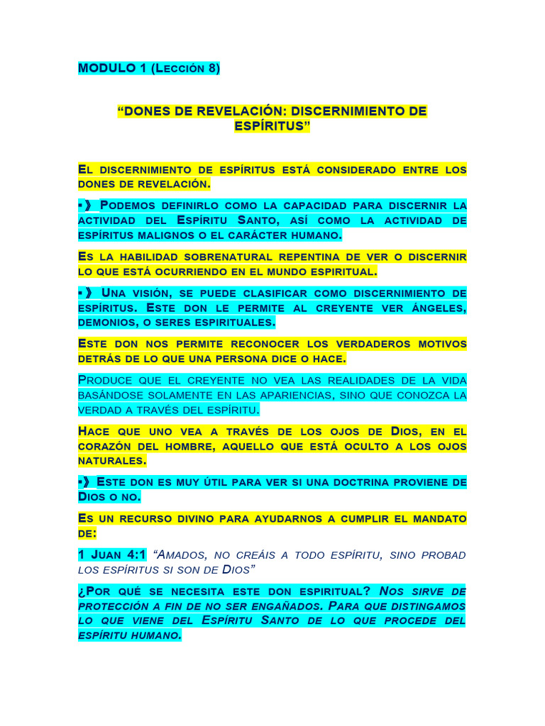 MODULO 1 leccion 8 | PDF | Don espiritual | Creencia religiosa y doctrina