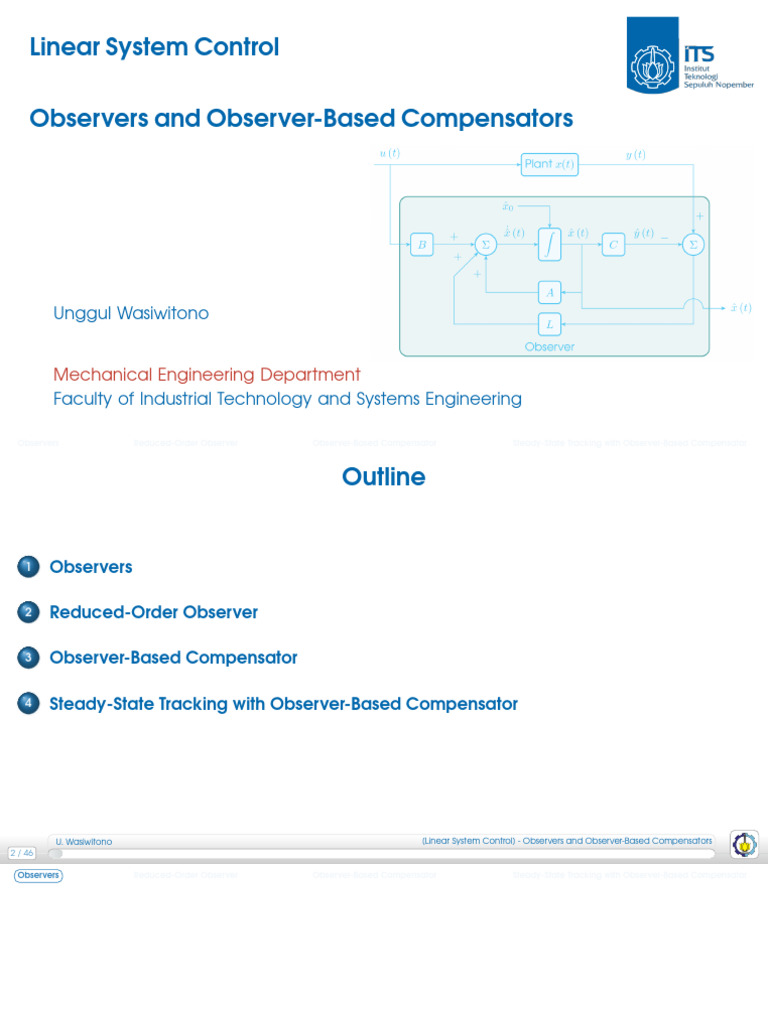 SPL 08 Observer and Observer Based Compensator | PDF | Eigenvalues And ...