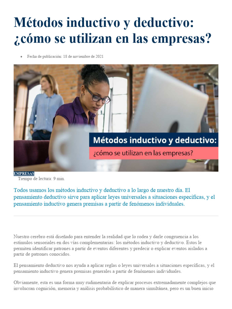 Métodos inductivo y deductivo | PDF | Razonamiento deductivo | Razonamiento inductivo