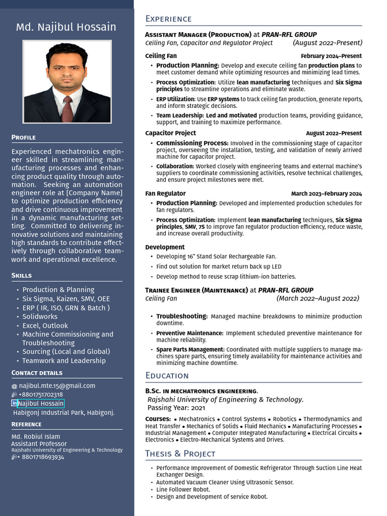 Engineering Job CV Template | PDF | Enterprise Resource Planning | Mechatronics