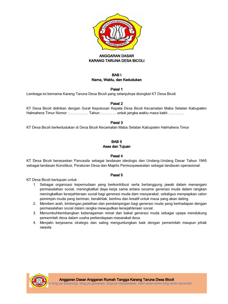 Ad-Art Karang Taruna Bicoli | PDF